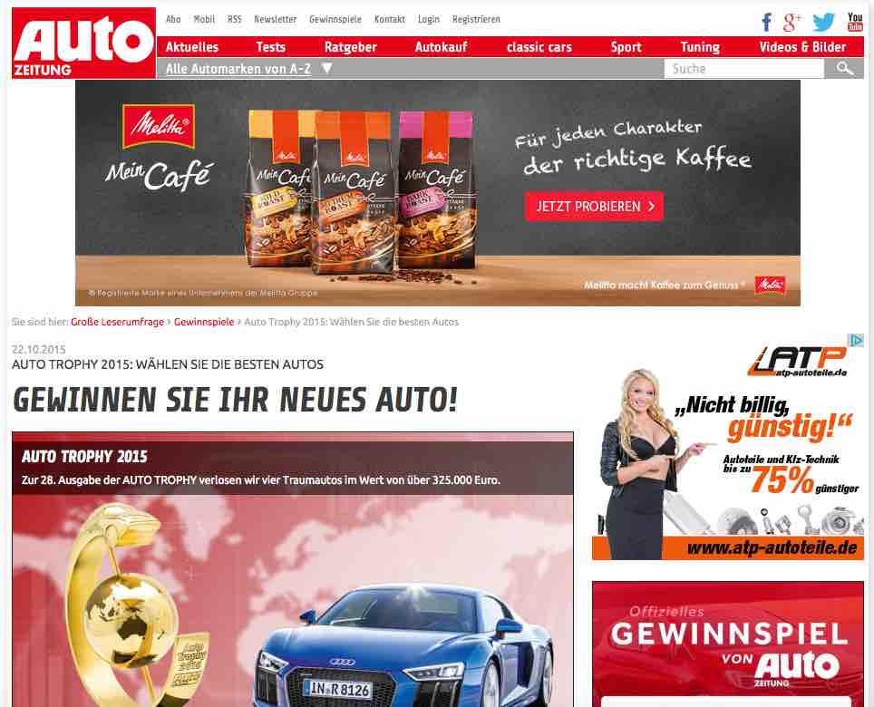 Autozeitung Auto Gewinnspiel - Auto Trophy 2015