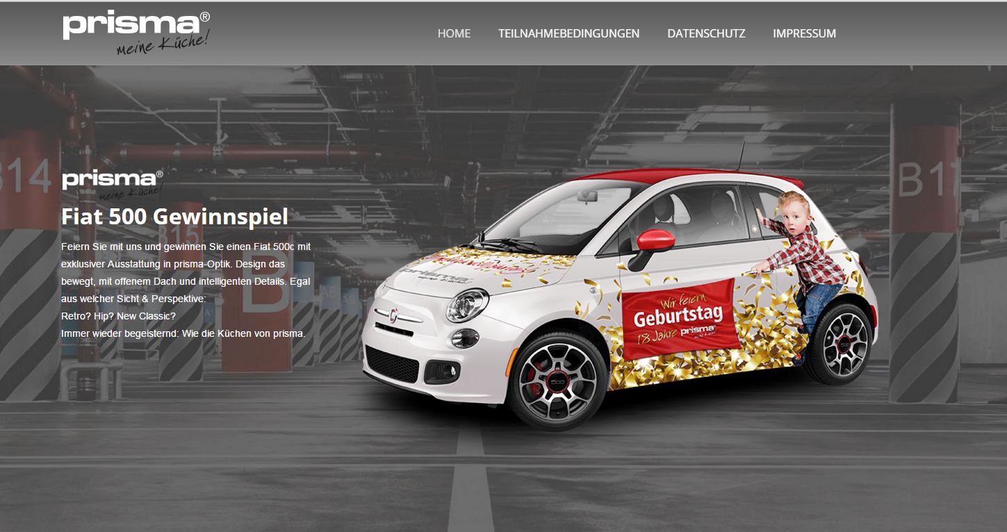 prisma FIAT 500 Auto Gewinnspiel - ichwilltesten.de